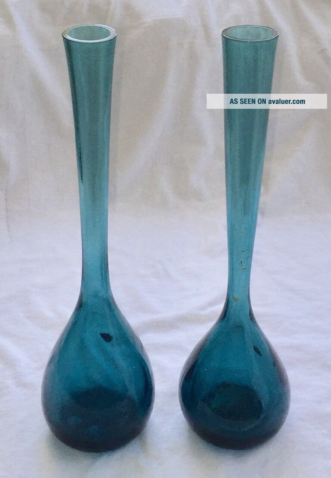 Pair Mid Century Vintage Elme Glasbruk Glass Swedish Art Glass Vases W ...