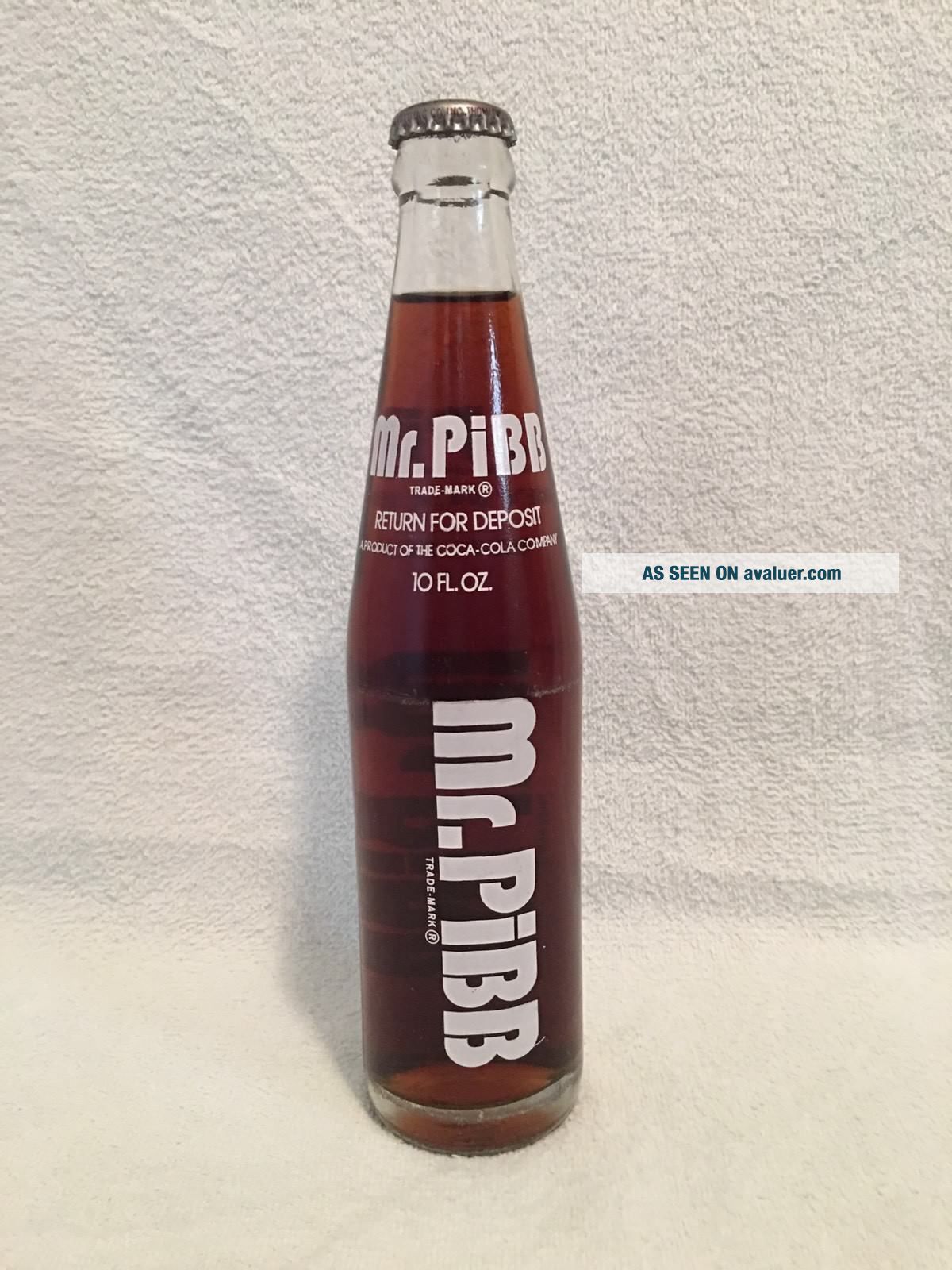 FULL VINTAGE 10oz MR. PIBB ACL SODA BOTTLE COCA - COLA | #7876501