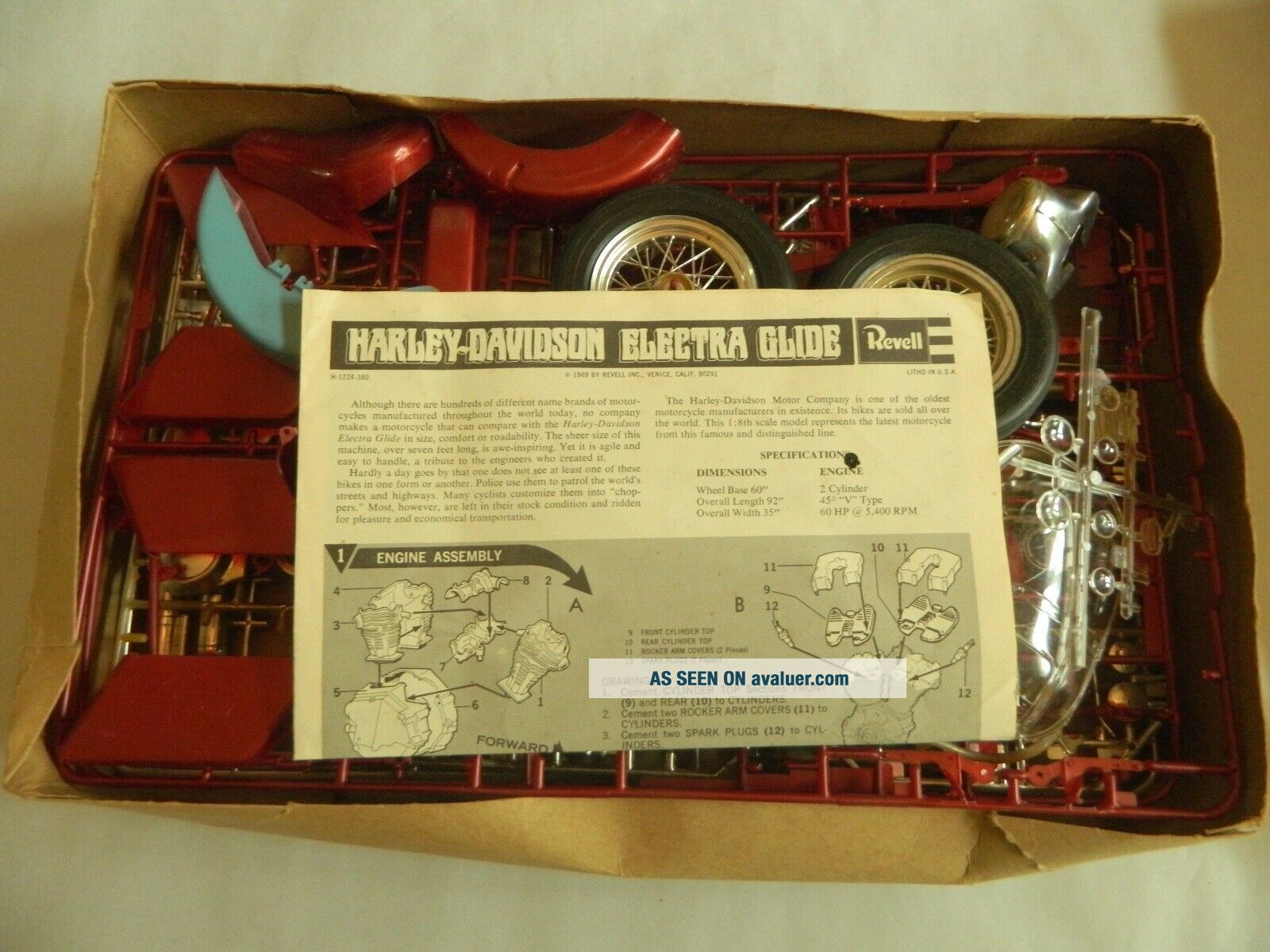 Vintage Model Motorcycle, Revell 1/8 Scale Harley Davidson Electra ...