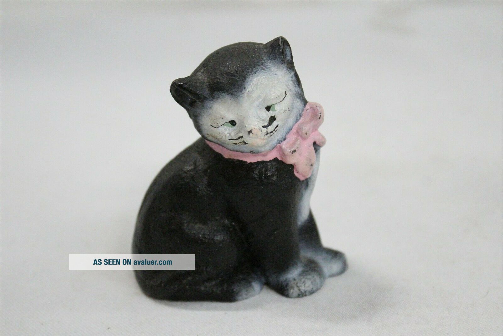 Vintage Pennsylvania White Pink Black Primitive Cast Iron Sitting Cat ...