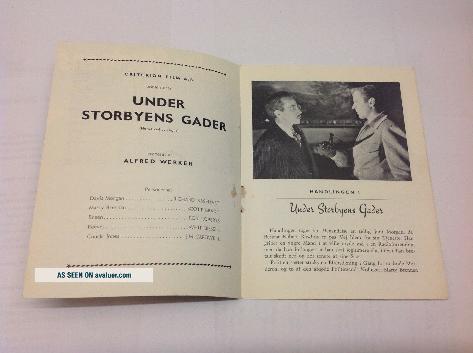 He Walked By Night Richard Baseheart Scott Brady Vtg 1948 Danish Movie ...