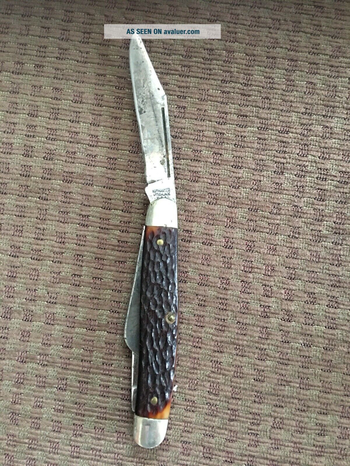 VINTAGE KUTMASTER UTICA NY USA FOLDING BONE HANDLE POCKET KNIFE 1 ...