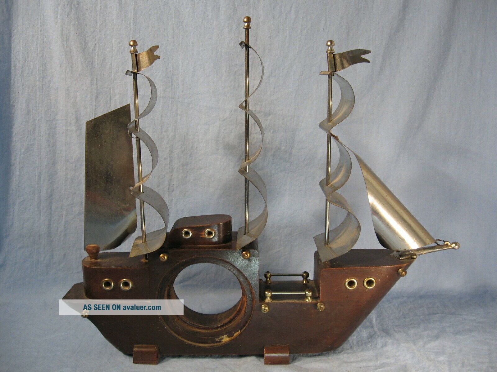 Vintage United Wooden Ship Electric Clock Case Only | #7946523
