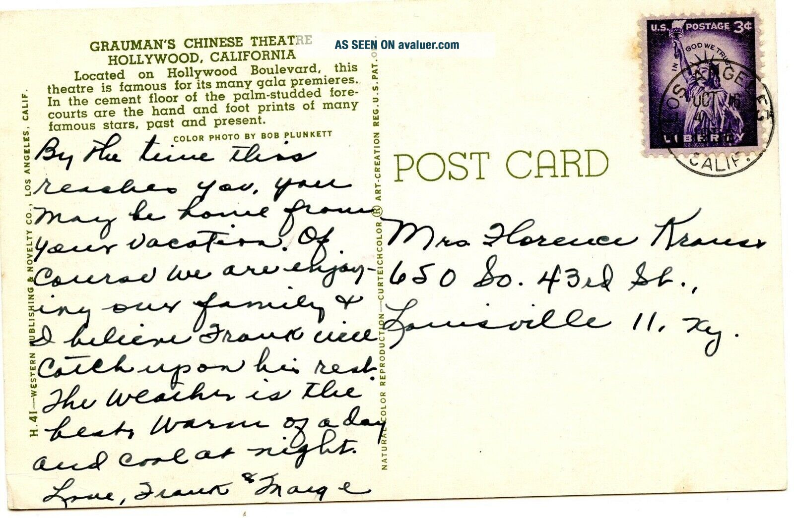 Grauman ' S Chinese Theatre Hollywood California CA Vintage Postcard 3 ...
