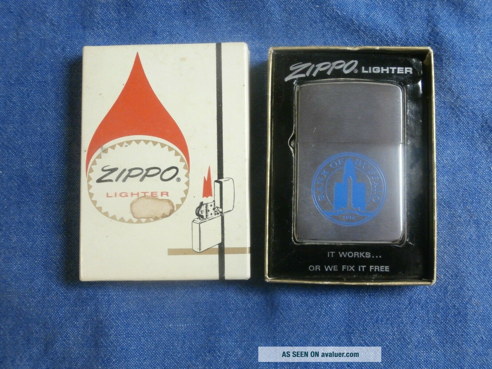 Vintage 1969 ZIPPO Advertising Cigarette Lighter Bank Of Buffalo Box ...
