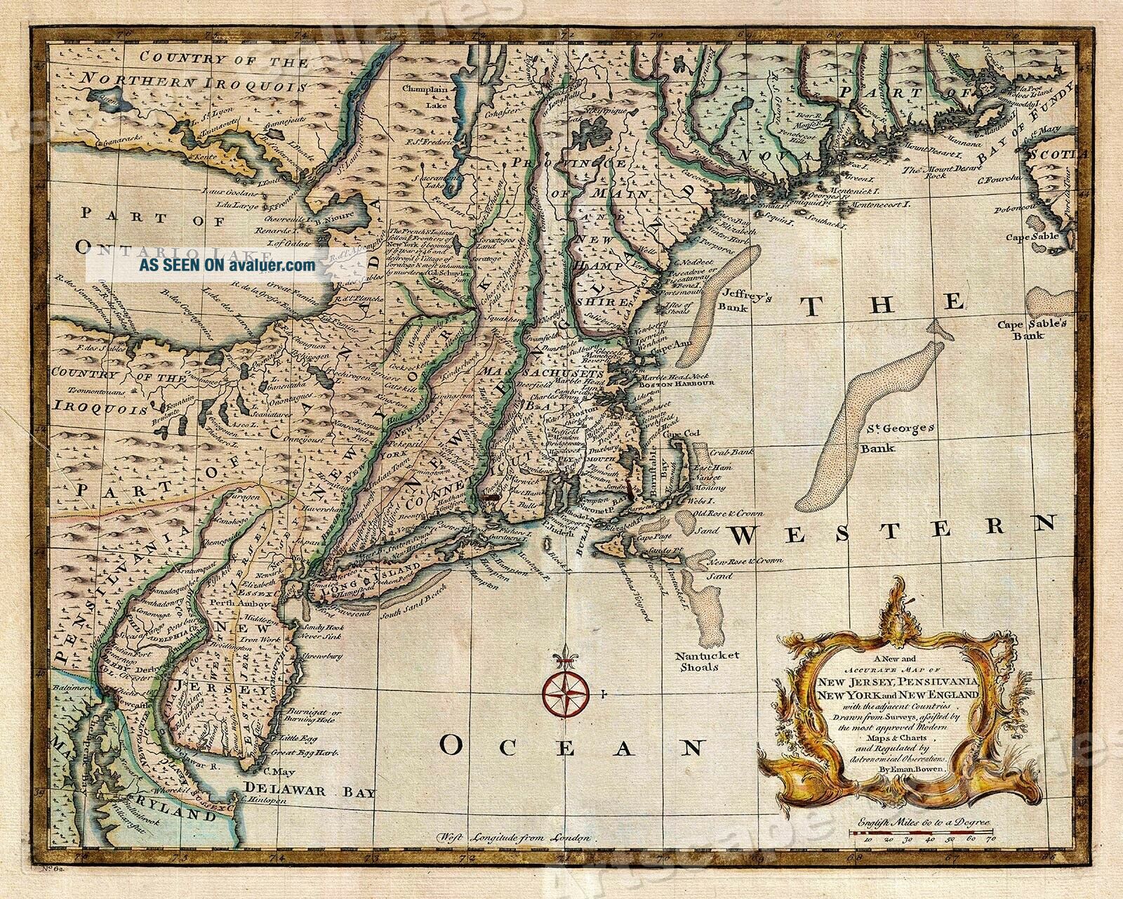 Historic Map Of England 1747 Vintage Style Colonial Map - 20x24 | #7980068