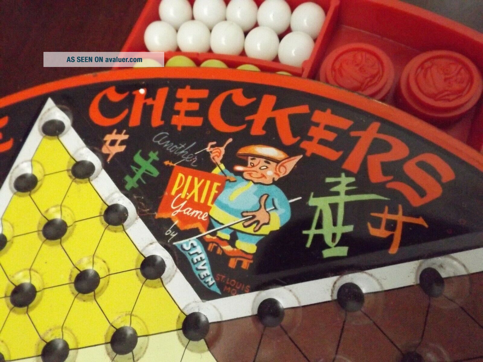 Vintage Chinese Checkers 1960 ' S Tin Metal PIXIE GAME By STEVEN St ...