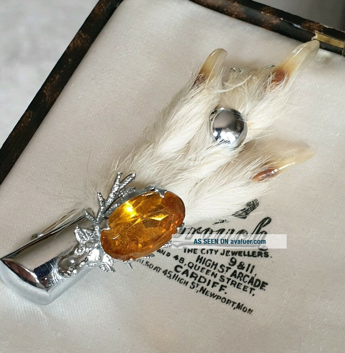OLD VINTAGE SIGNED WBs SCOTTISH CELTIC AMBER GROUSE FOOT SILVER STAG ...
