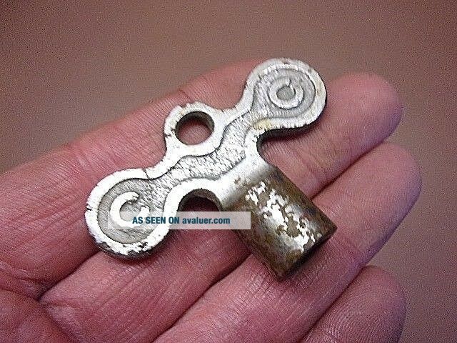 Vtg CHROMED BRASS WIND UP KEY Clock Key 5/16 " Square Hollow Barrel ...
