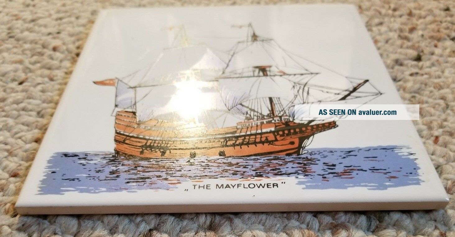 Vintage Ceramic Tile Trivet Wall Decor The Mayflower Ship | #8015407