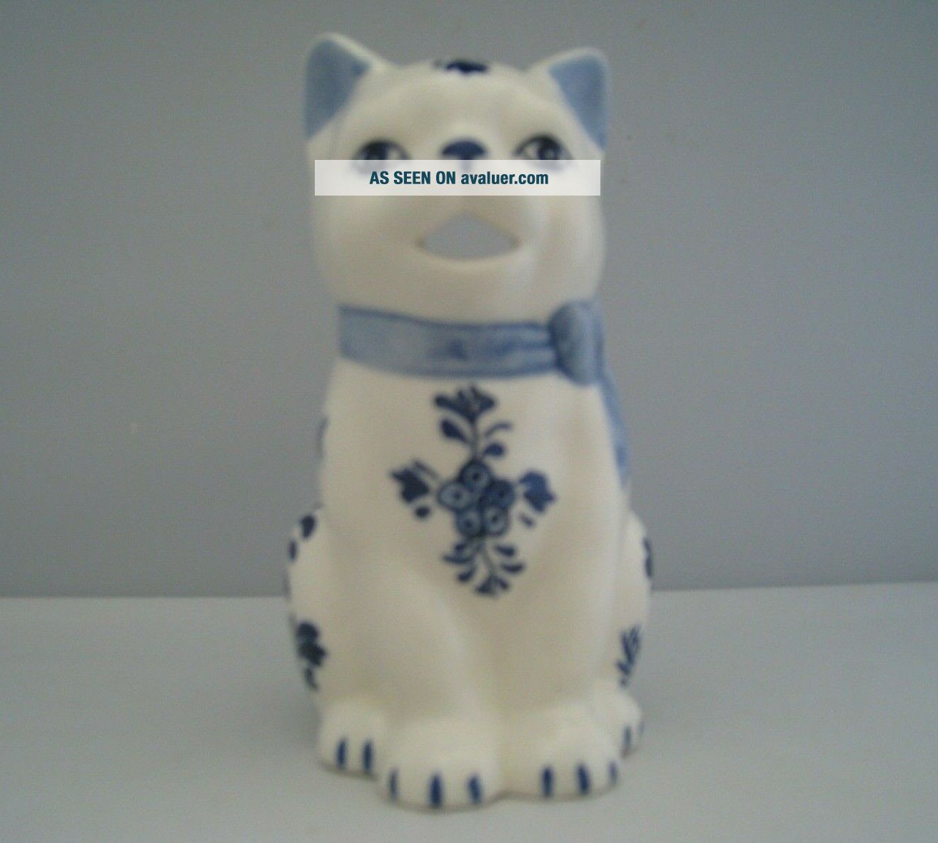 Vintage Delft Blue Cat Figurine Creamer Hand Painted | #8044894