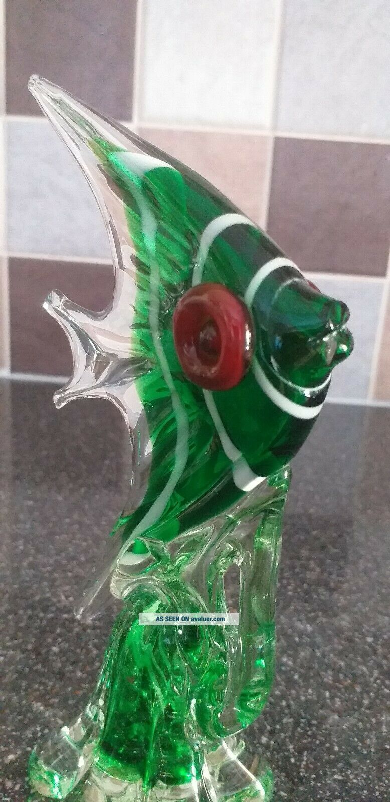Retro Vintage Murano Style Green Angel Fish - Hand Blown Glass Ornament ...