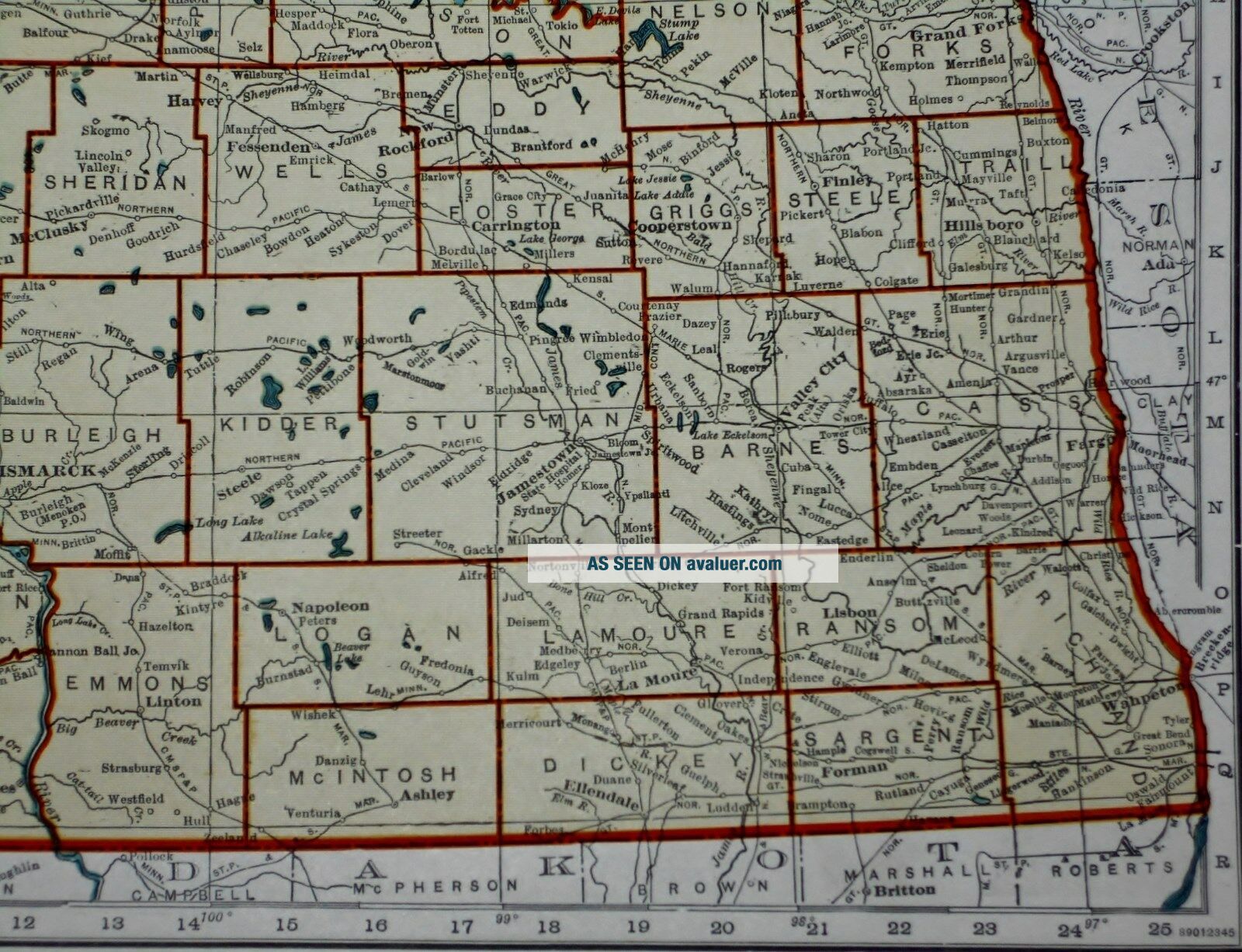 L@@K Vintage 1942 World Atlas Maps Of North Dakota ND & North Carolina ...