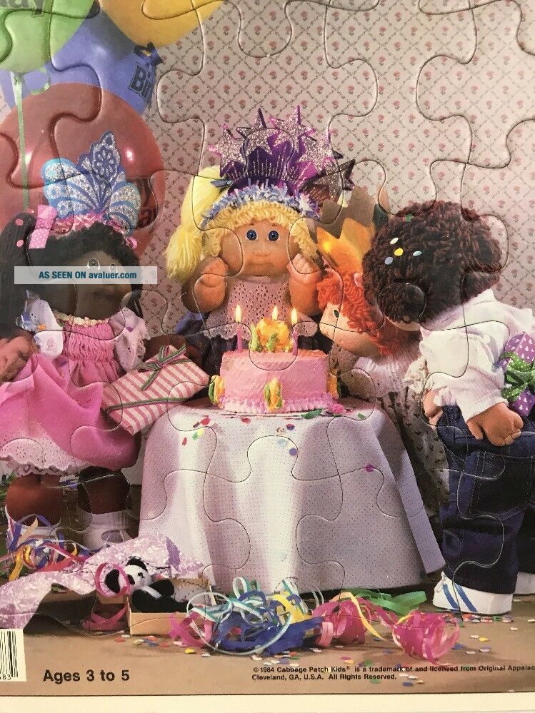 Vintage 1984 Cabbage Patch Frame Tray Puzzle Birthday Cake Celebration ...