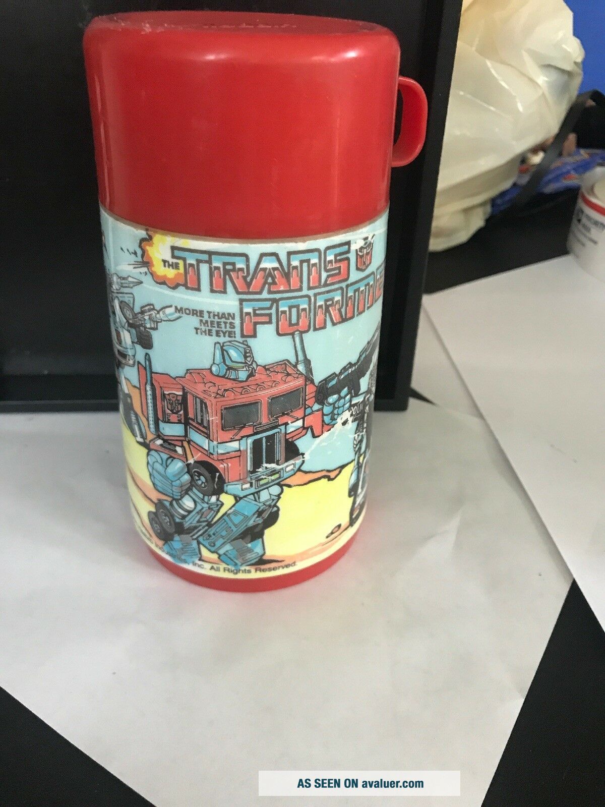 VINTAGE 1984 Hasbro TRANSFORMERS Aladdin Lunch Box Thermos | #8086433
