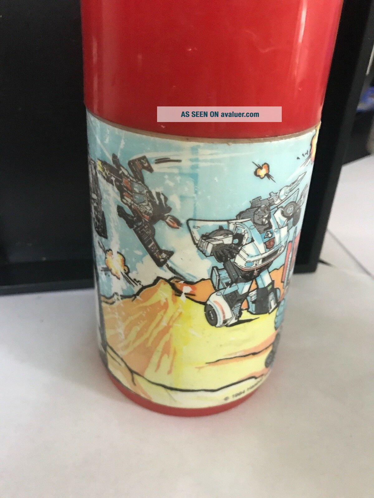 VINTAGE 1984 Hasbro TRANSFORMERS Aladdin Lunch Box Thermos | #8086433