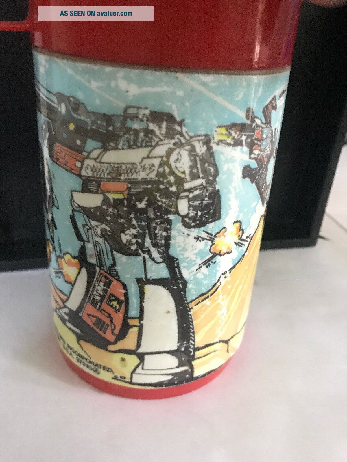 VINTAGE 1984 Hasbro TRANSFORMERS Aladdin Lunch Box Thermos | #8086433
