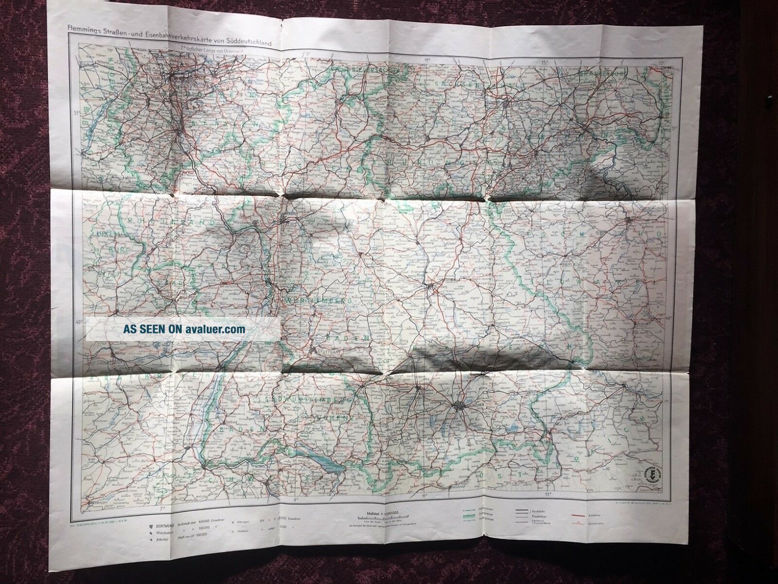 Vintage Flemming ' S Road And Rail Map Of South Germany Circa 1930s ...