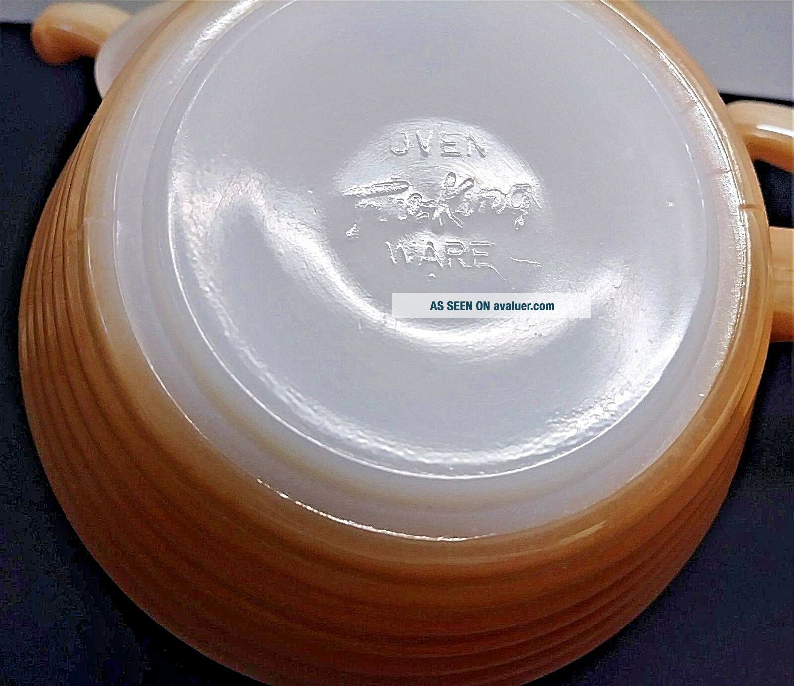 3 VINTAGE FIRE KING PEACH LUSTER BEEHIVE CHILI/SOUP BOWLS WITH HANDLES ...