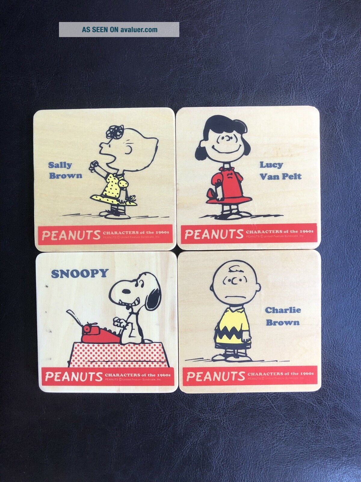 Snoopy Charlie Brown Lucy Sally Peanuts Vintage Wooden Vintage Coasters ...