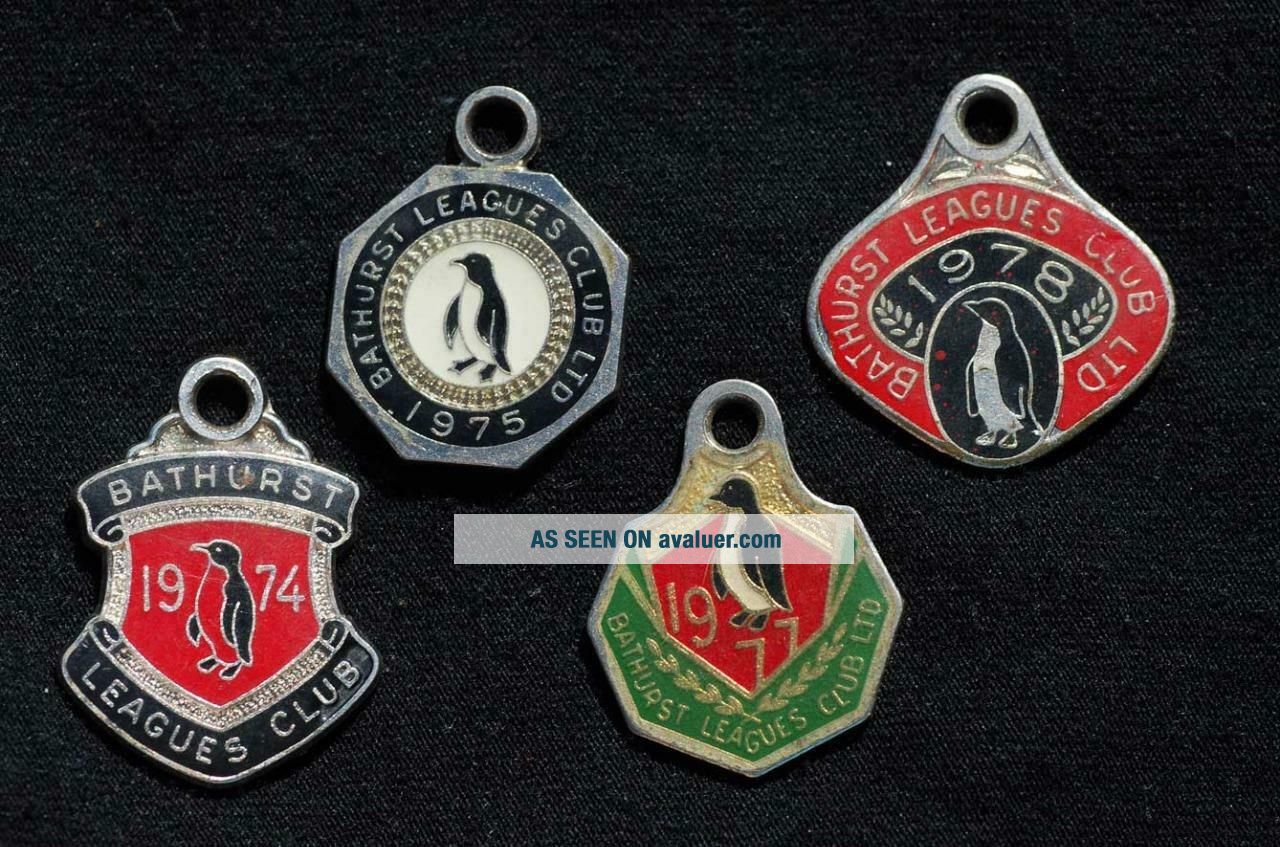 4 Vintage Bathurst Rugby Leagues Club Fobs Penguins Badge 1974 1975 ...