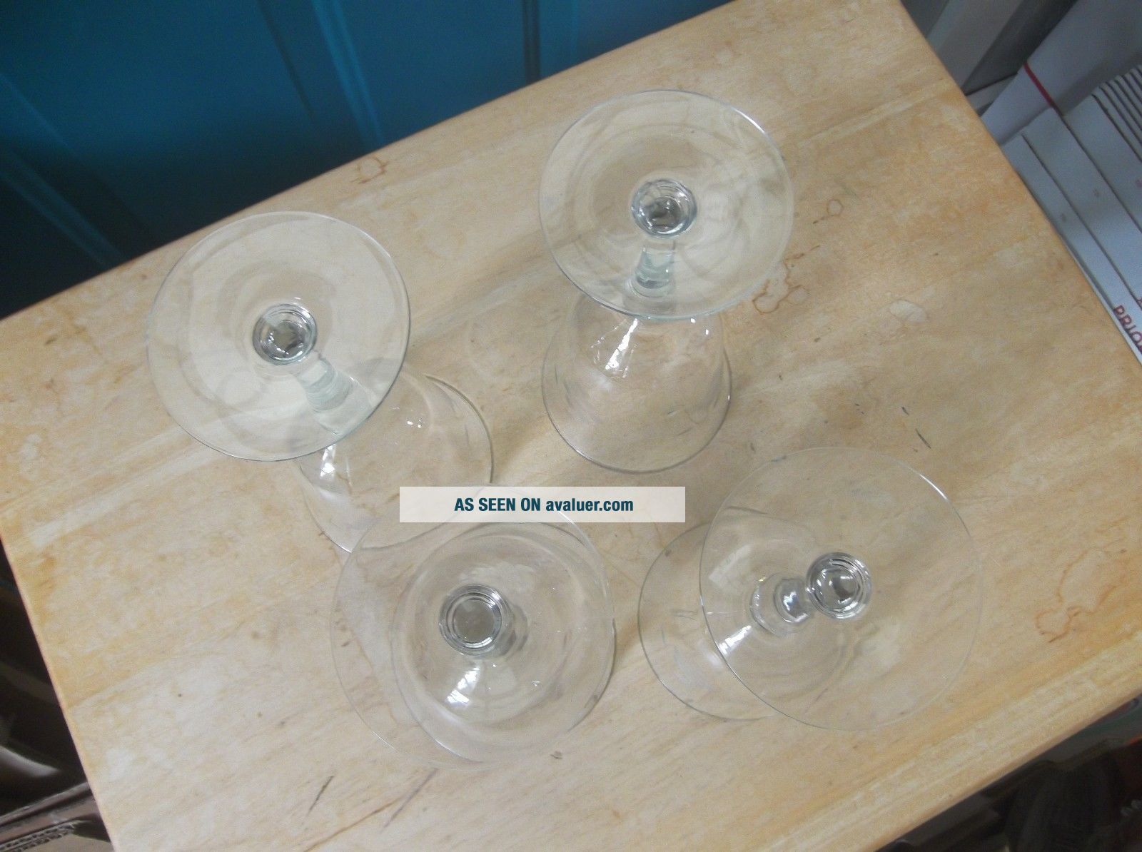 Four Vintage Clear Glass Grape Etched Stemmed Wine Glasses | #8120354