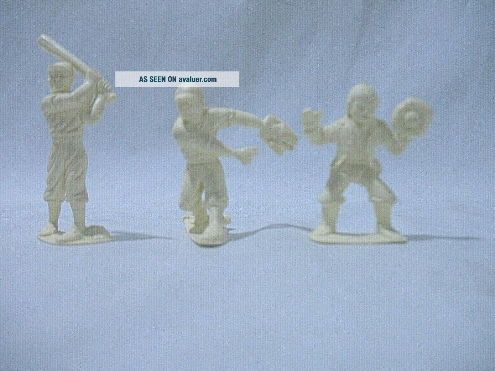 VINTAGE MARX DOLLHOUSE PLASTIC BASEBALL FIGURES PITCHER BATTER CATHER ...