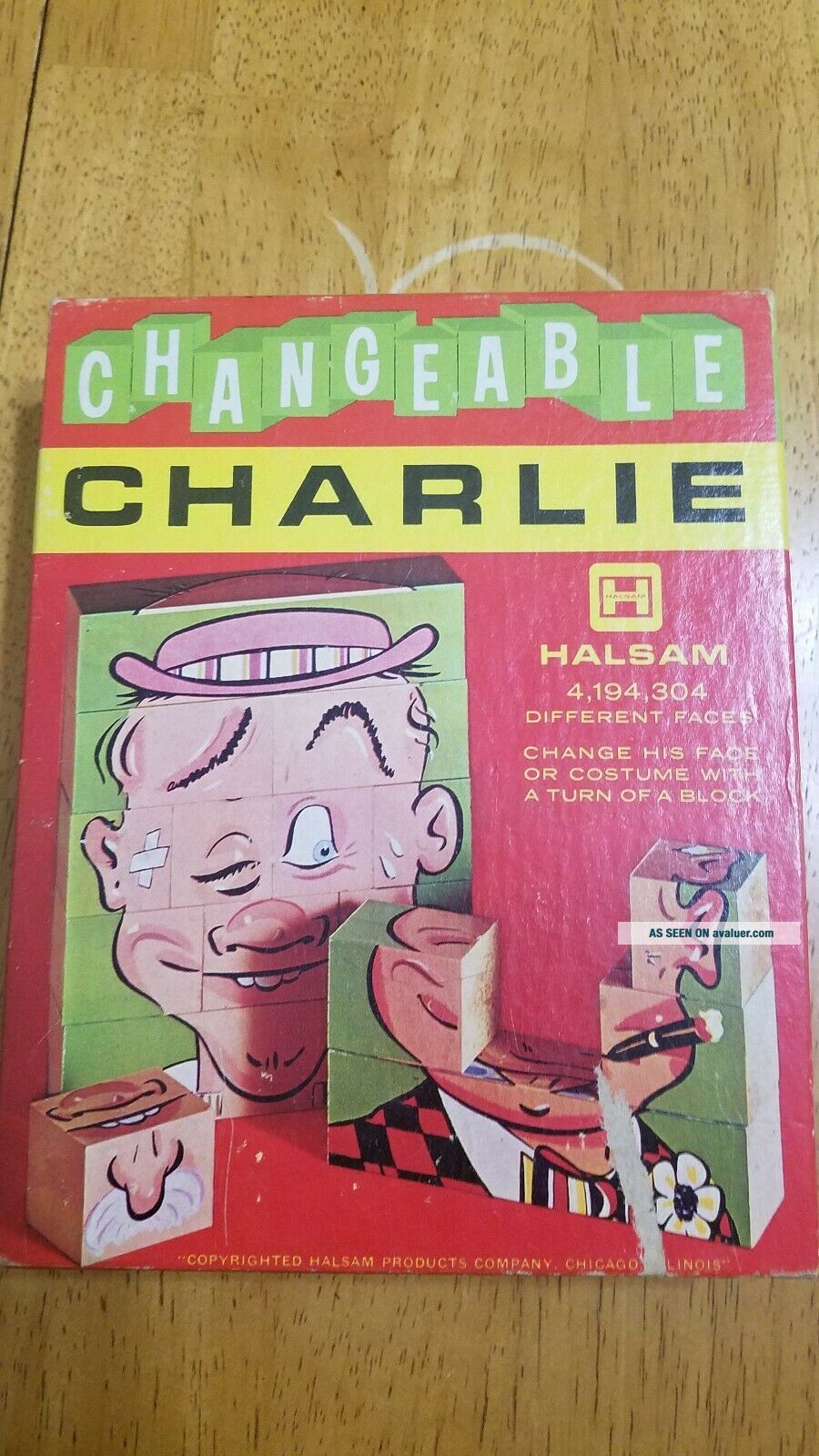 Vintage 1960 Changeable Charlie Puzzle Game By Halsam (WOOD) | #8142555
