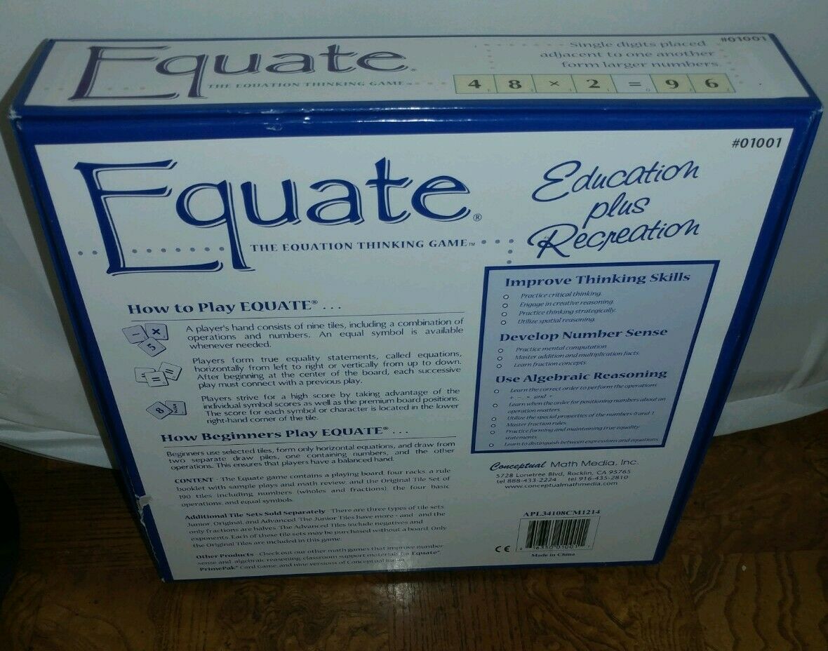 Equate The Equation Thinking Board Game Educational Conceptual Math ...
