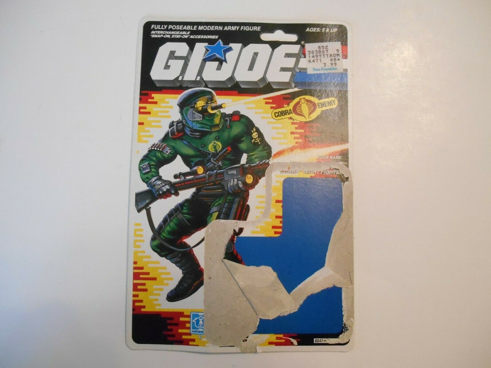 GI JOE 1989 NIGHT VIPER UNCUT FULL CARDBACK FILECARD | #21928569