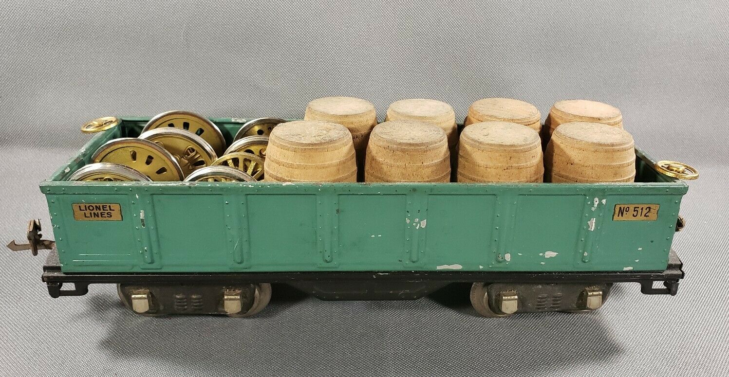 LIONEL PREWAR STANDARD GAUGE 512 GREEN GONDOLA CAR WITH FREIGHT | #21796859