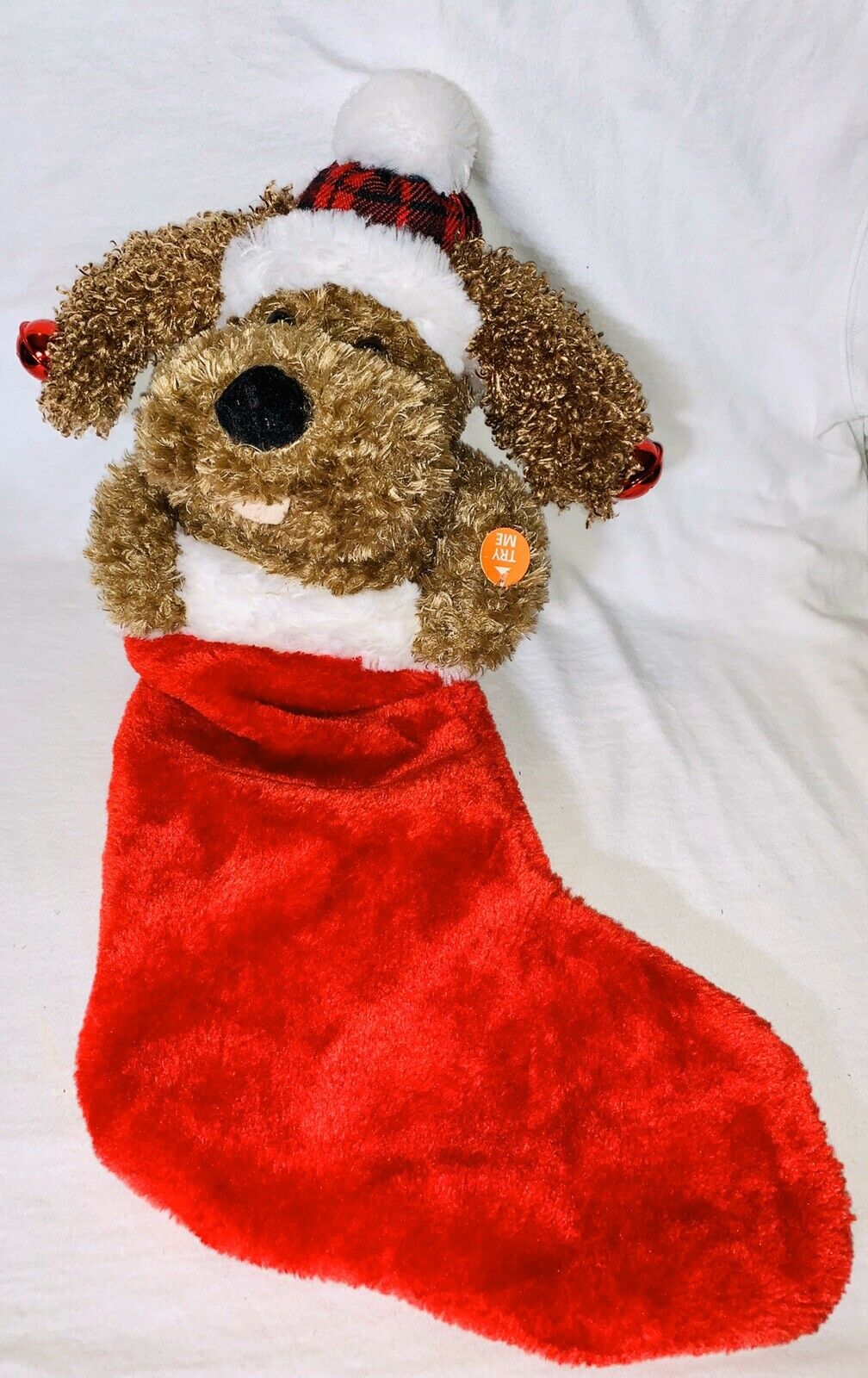 Dan Dee Animated Dog Christmas Stocking Music Sings 4 Songs Bells Ears ...
