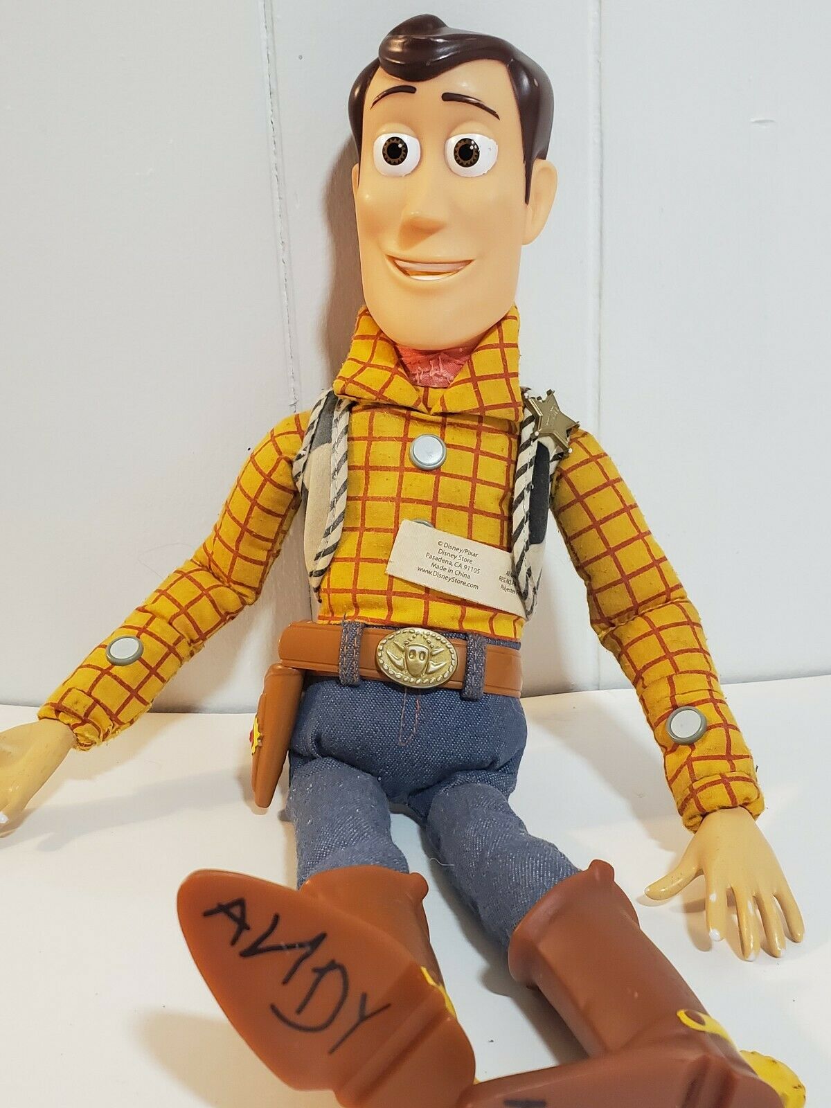 Disney Store PIXAR Toy Story Sheriff Woody Talking Pull String Doll W ...