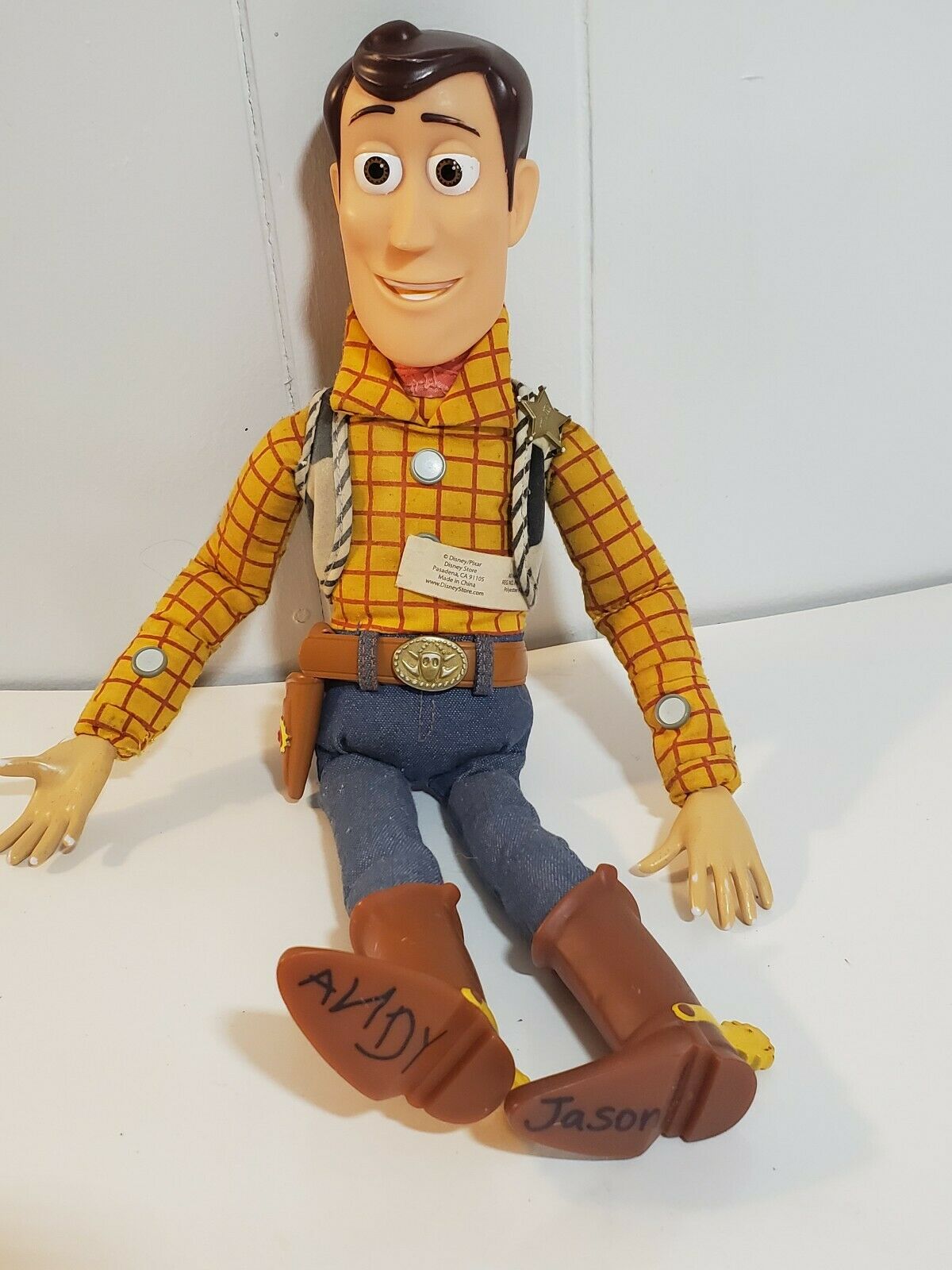 Disney Store PIXAR Toy Story Sheriff Woody Talking Pull String Doll W ...