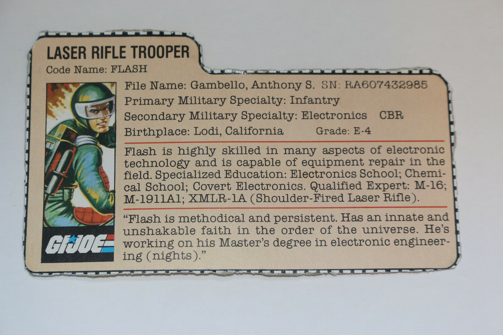 1982 GI Joe Laser Rifle Trooper Fash Action Figure With Filecard - No ...