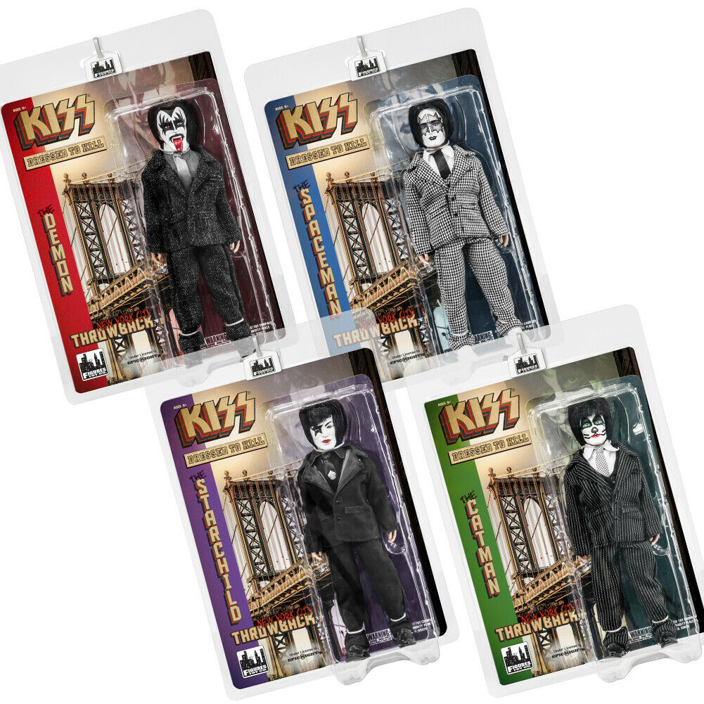 KISS 8 Inch Action Figures Dressed To Kill Throwback Series: Set Of All ...