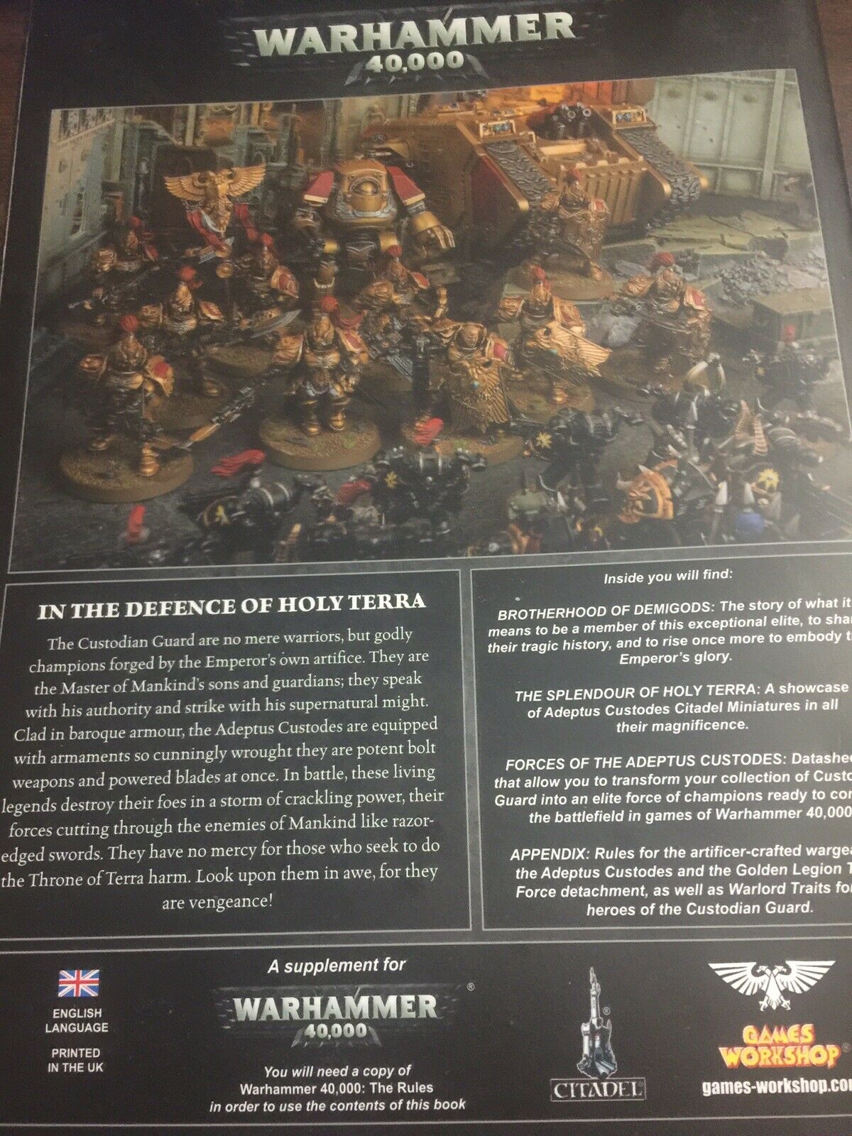 Warhammer 40k - Talons Of The Emperor - Adeptus Custodes Codex - 7th ...