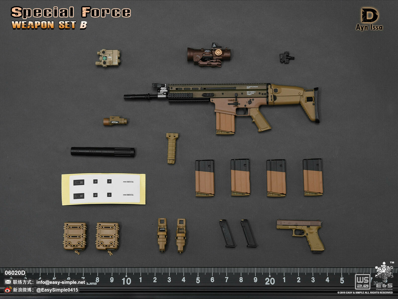 A57 1/6 Scale ES 06020 D Special Force Weapon Set - MK17 Assault Rifle ...