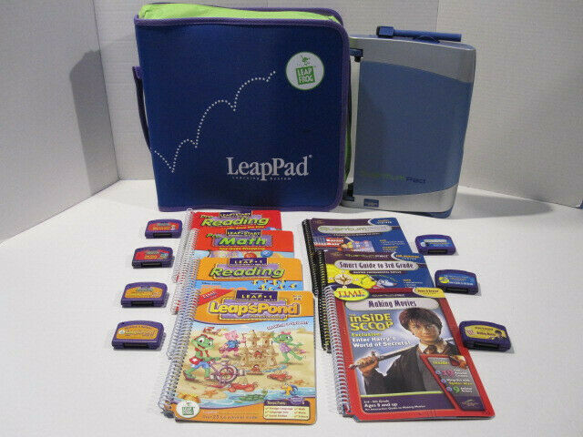 LeapFrog LeapPad Learning System Unit Green Blue 7 Books 7 Cartridges ...