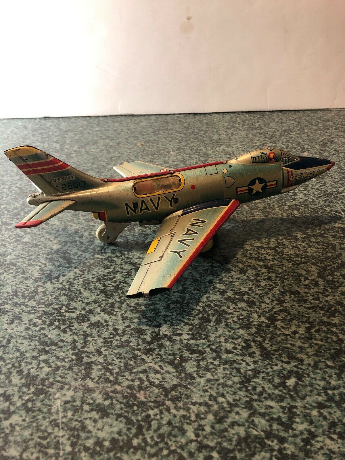 1960s TIN LITHO NAVY FIGHTER JET - McDonnell DEMON, Yonezawa ET Co ...