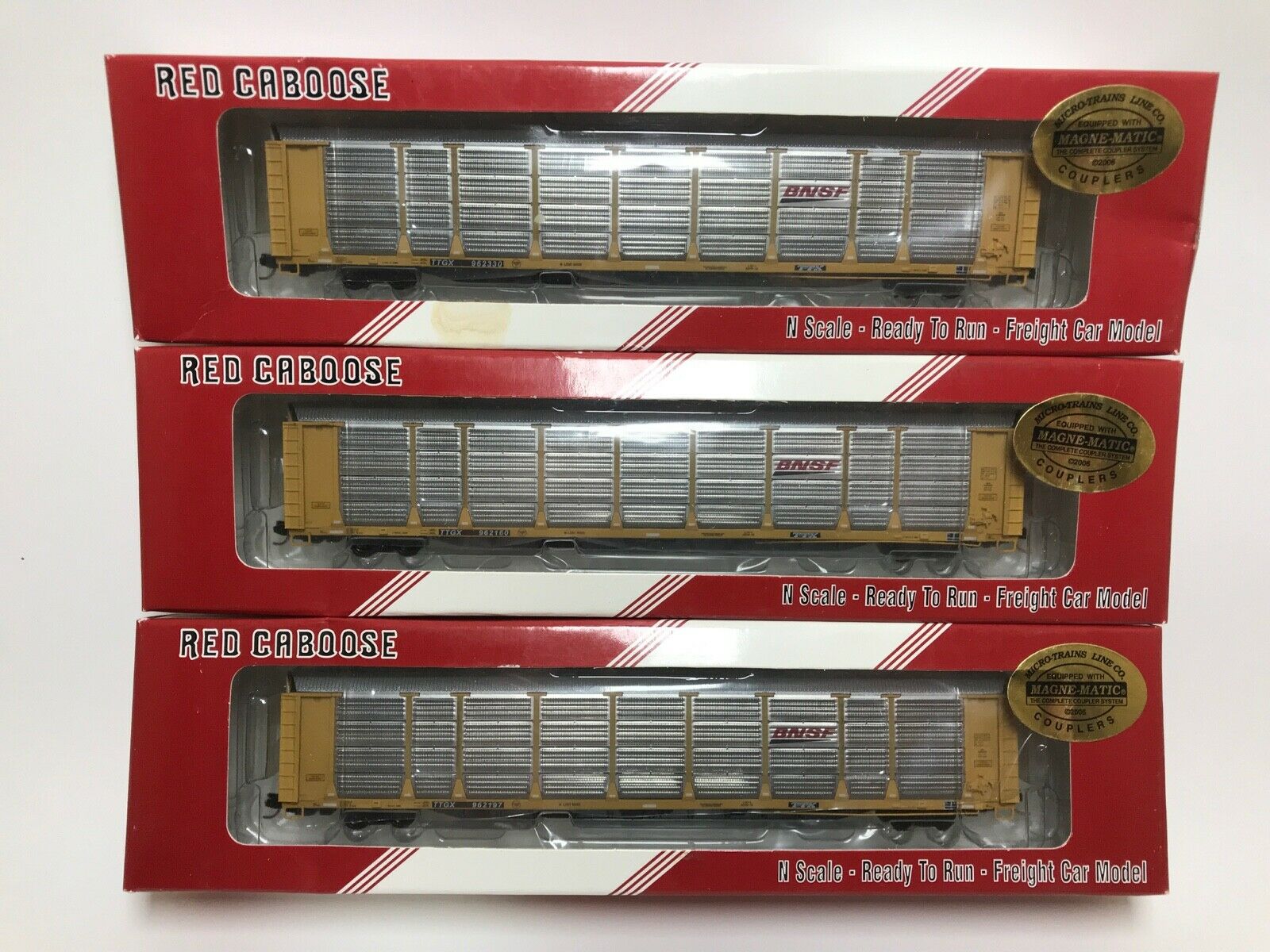 N Scale BLW Special Run Red Caboose BNSF Auto Rack 3 Car Set | #21156465