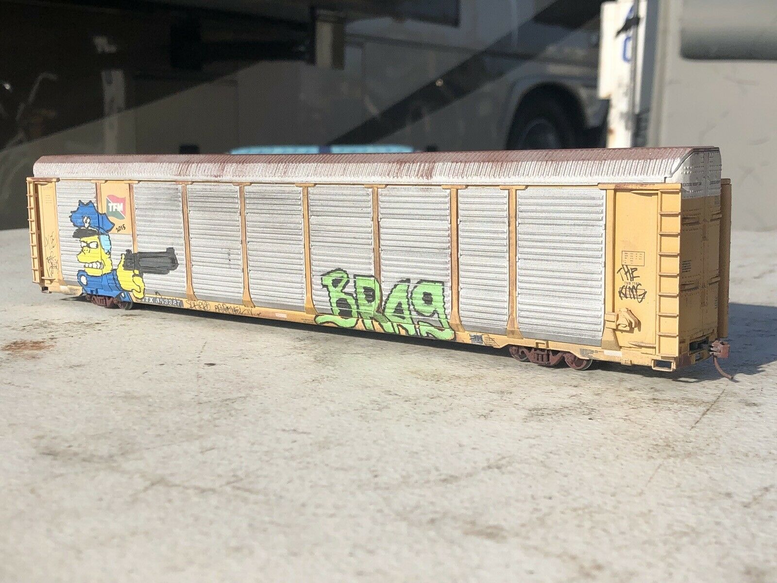 HO Scale Walthers Auto Carrier Weathered Custom W/ Graffiti Auto Rack ...