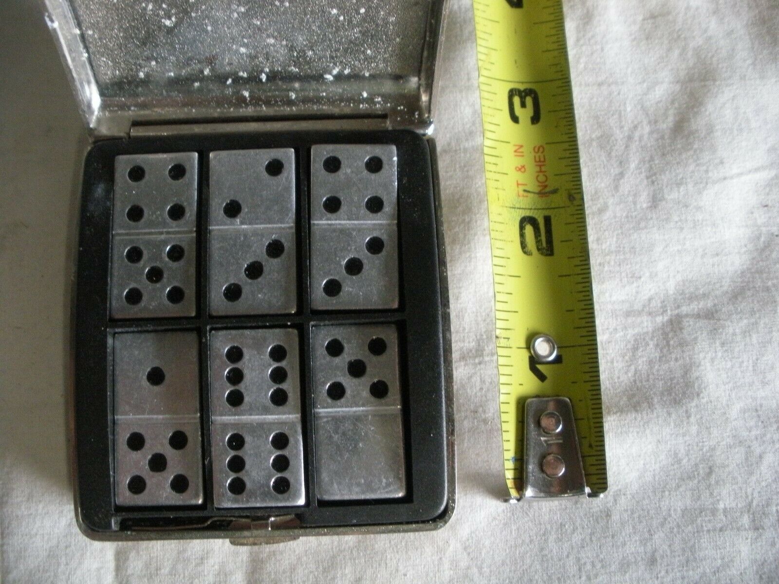 Miniature Pocket Size Stainless Steel Mini 28 Piece Dominoes Travel Set ...