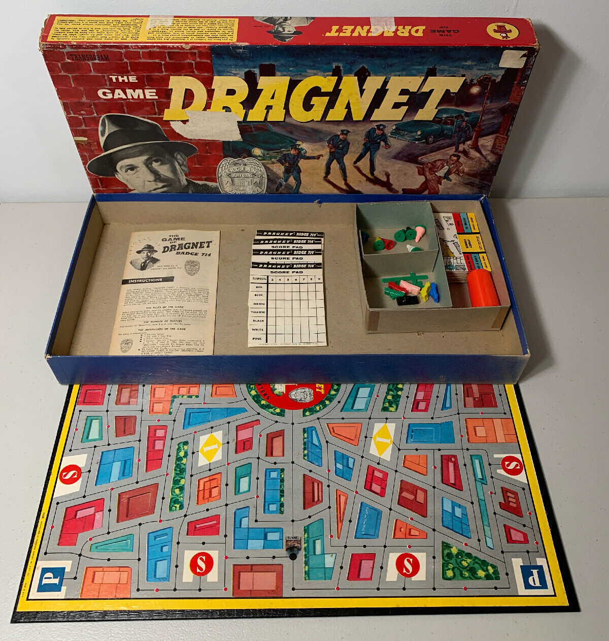 1955 DRAGNET TV SHOW BOARD GAME BY TRANSOGRAM JACK WEBB NBC SERGEANT ...
