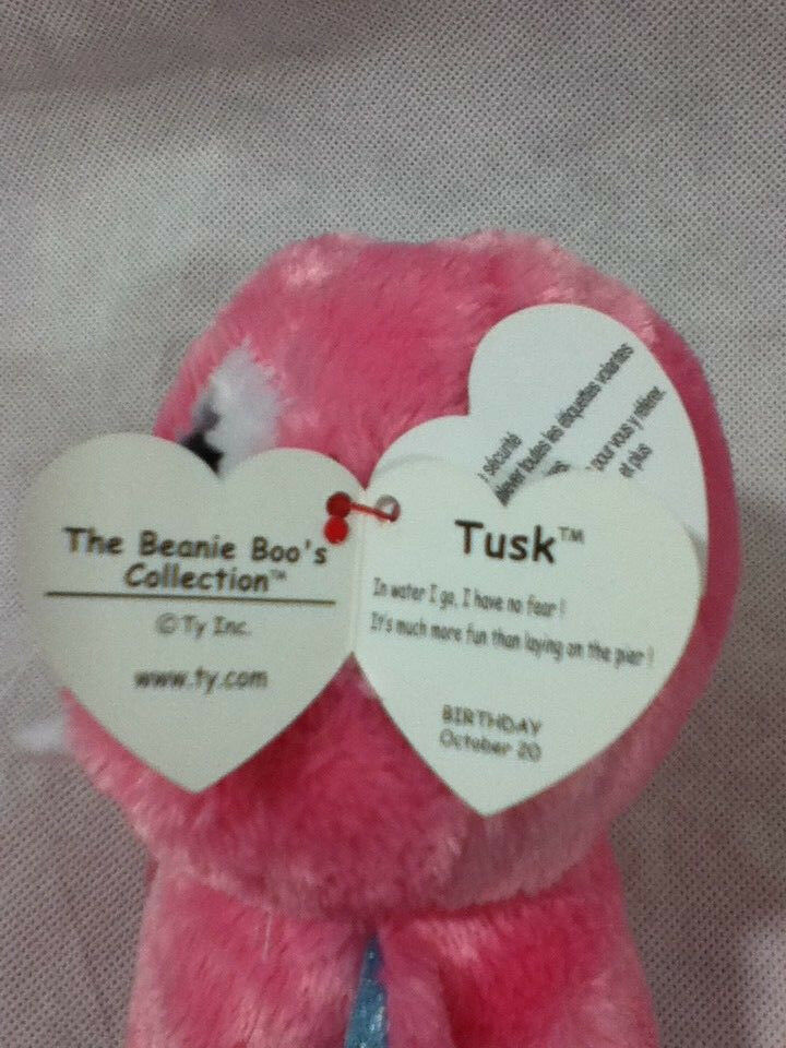 6 " Ty Beanie Babies Boos TUSK The Pink Walrus Glitter Eyes NWT | #20970679