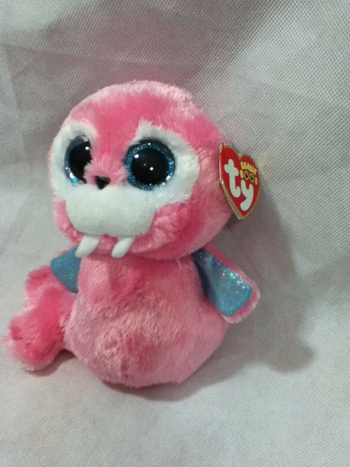 6 " Ty Beanie Babies Boos TUSK The Pink Walrus Glitter Eyes NWT | #20970679