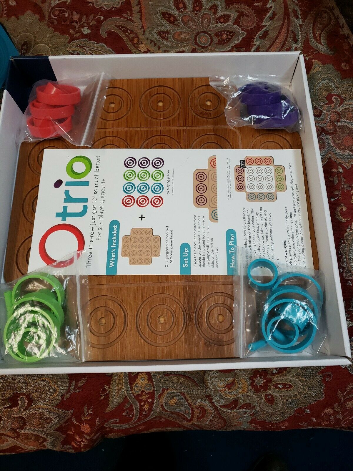 OTRIO BOARD GAME Marbles:Brain Workshop Bamboo Wood Version Complete ...