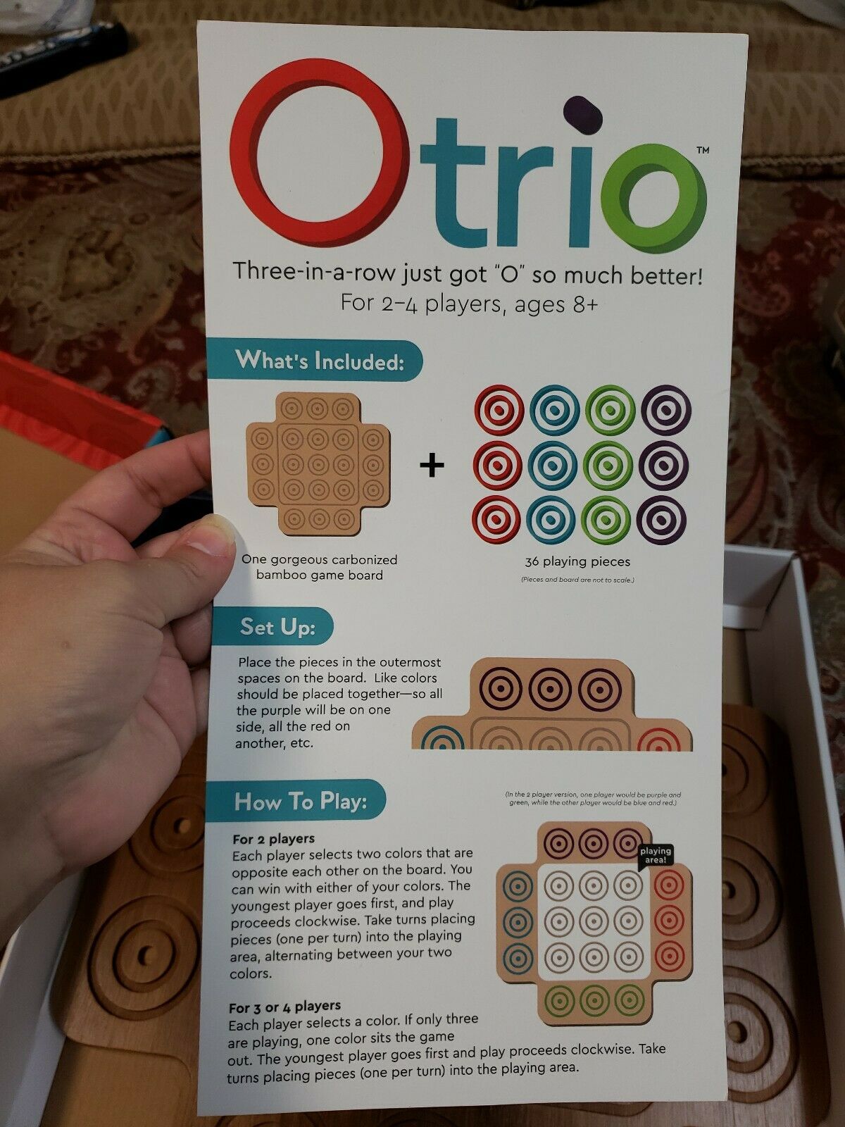 OTRIO BOARD GAME Marbles:Brain Workshop Bamboo Wood Version Complete ...