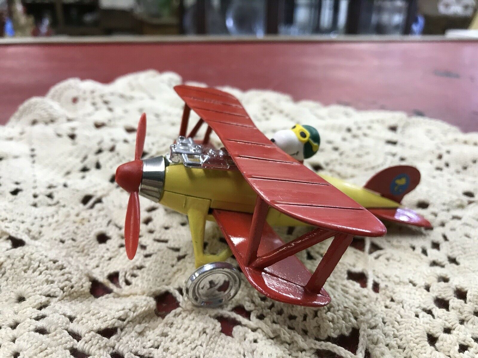 1965 Aviva Toy Co Snoopy Red Baron Diecast Biplane NR | #20932014