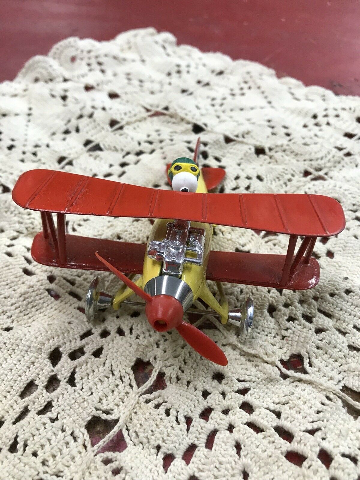 1965 Aviva Toy Co Snoopy Red Baron Diecast Biplane NR | #20932014